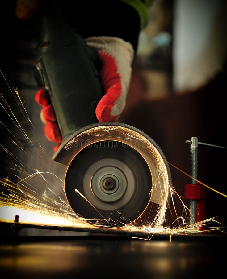 Worker Cutting Metal with Grinder Stock Image - Image of drill ...