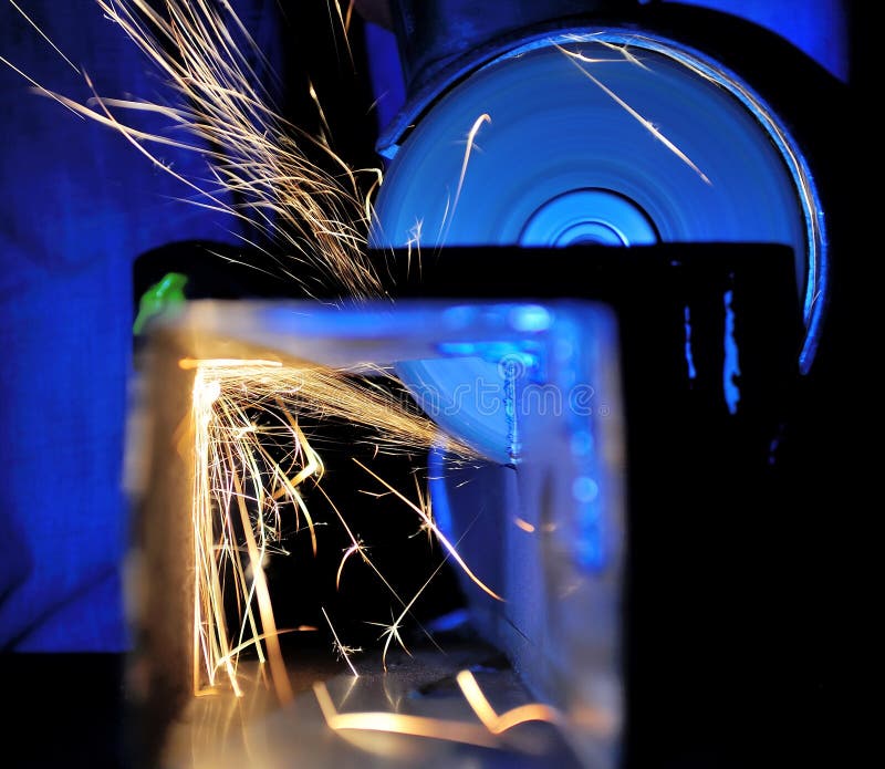 Worker Cutting Metal with Grinder Stock Photo - Image of blade, flash ...