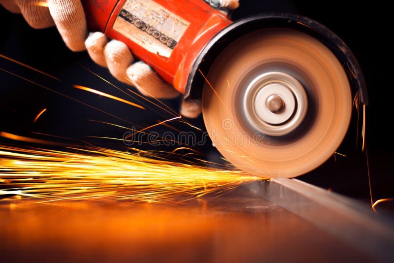 Worker Cutting Metal with Grinder Stock Image - Image of disc ...