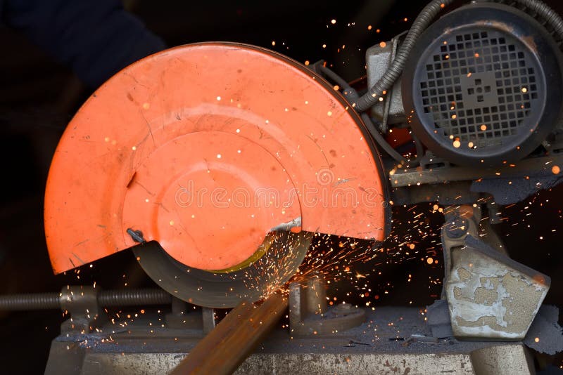 Worker Cutting Metal with Grinder Stock Photo - Image of production ...