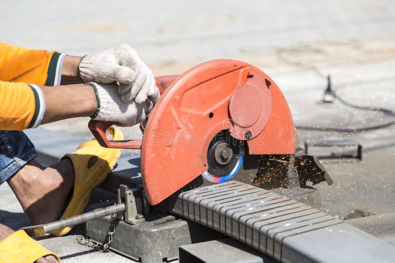 Worker Steel Welding with Unsafety Position Stock Image - Image of ...