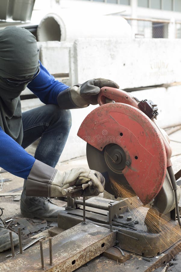Worker cutting steel. stock image. Image of light, circular - 64778145
