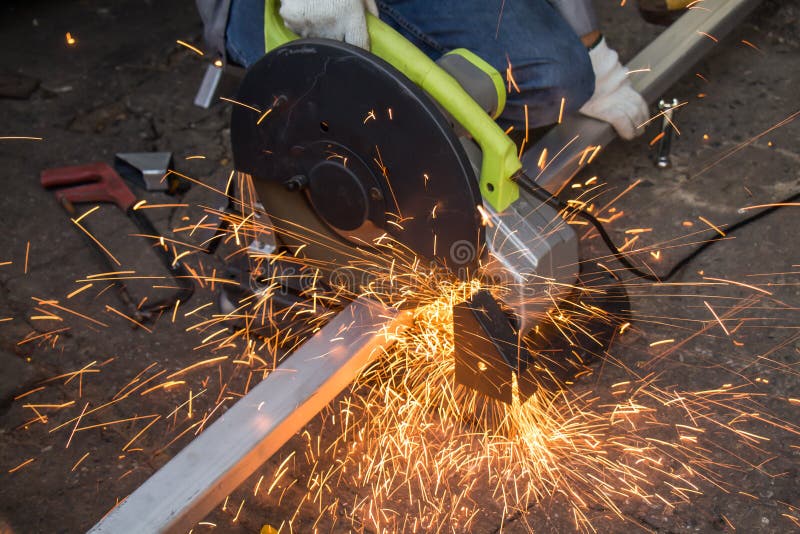 Worker cutting steel stock image. Image of detail, blue - 42649563