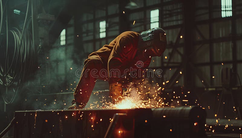Worker Cutting Steel by Gas Tip in Factory Stock Photo - Image of metal ...