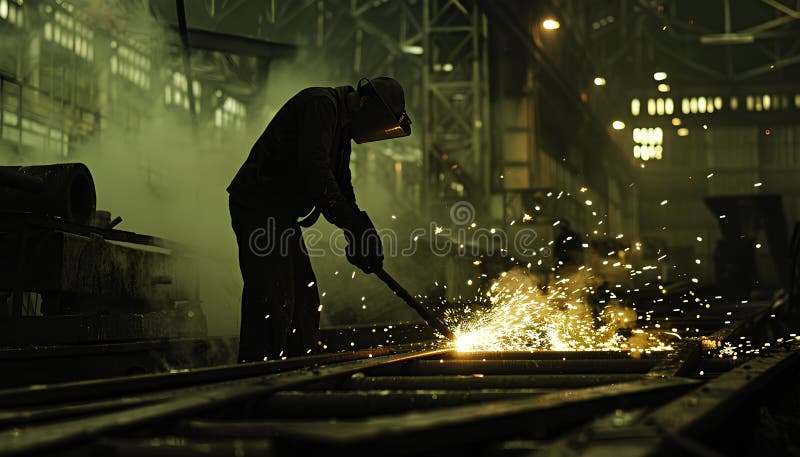 Worker Cutting Steel by Gas Tip in Factory Stock Image - Image of heat ...