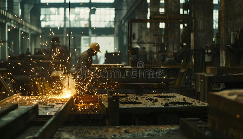 Worker Cutting Steel by Gas Tip in Factory Stock Image - Image of ...