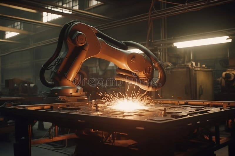 Worker Cutting Steel. Generative AI. Stock Illustration - Illustration ...