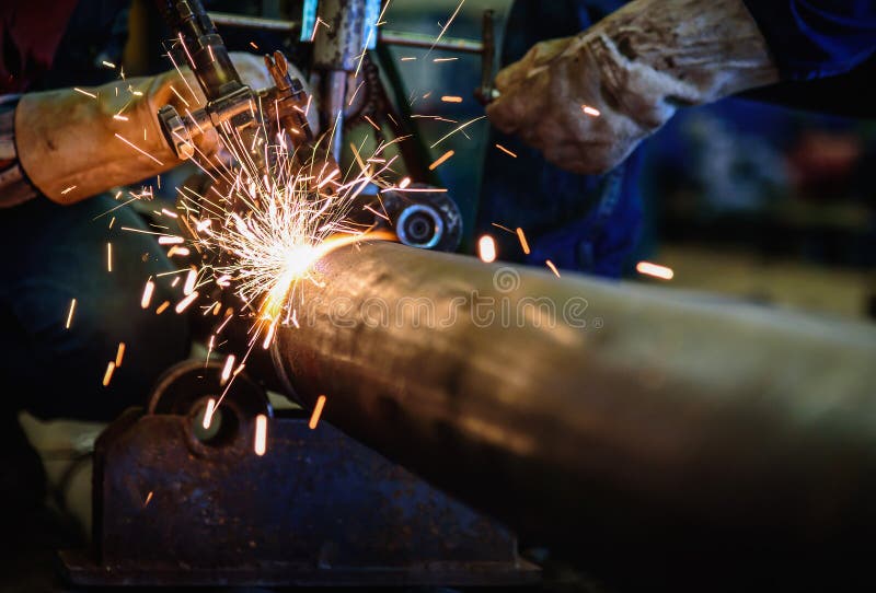 Worker Cutting Steel Pipe with Machine for Threading Stock Photo ...