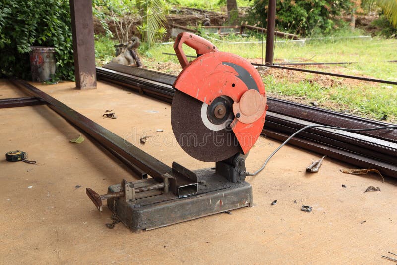 Worker cutting steel rod stock image. Image of circle - 41982967