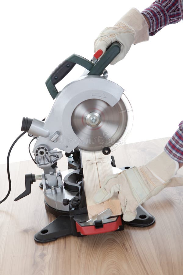 Worker Cutting Timber Using Circular Saw Stock Image - Image of ...