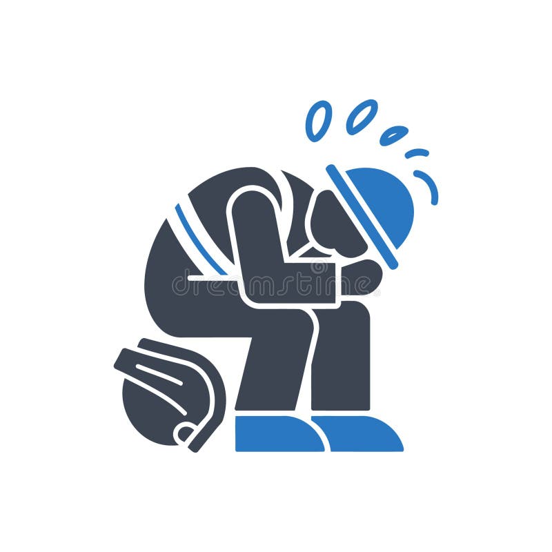 Worker Depression Icon stock vector. Illustration of hardhat - 376290123