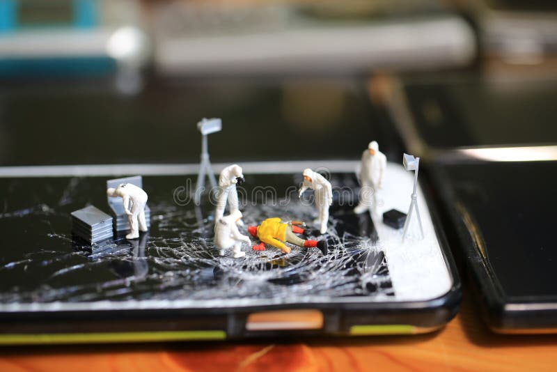 Worker Destroys the Technology by Himself Stock Photo - Image of phone ...