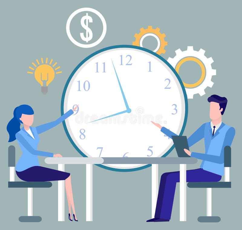 Worker Developing, Time Management, Clock Vector Stock Vector ...