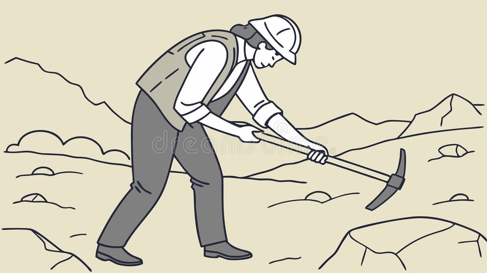 Worker Digging, Construction and Labor Activity, Vector Design ...