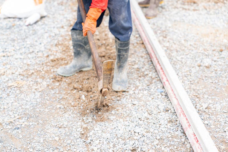 Worker Digging a Floor with a Pickaxe Stock Photo - Image of occupation ...