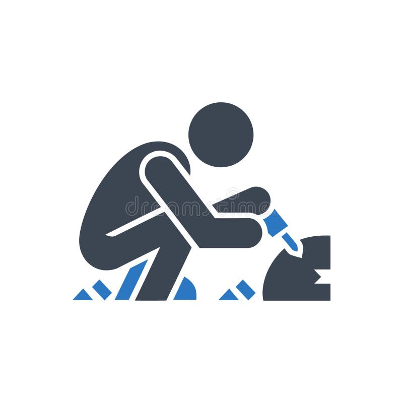 Worker Digging Ground Icon stock vector. Illustration of ground - 350466331