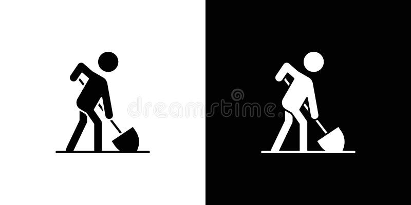 Worker Digging Icon Linear Logo Isolated Stock Vector - Illustration of ...