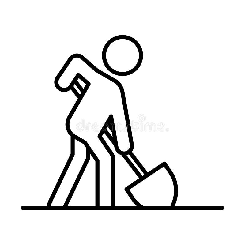 Worker Digging Icon Linear Logo Mark in Black and White Stock Vector ...