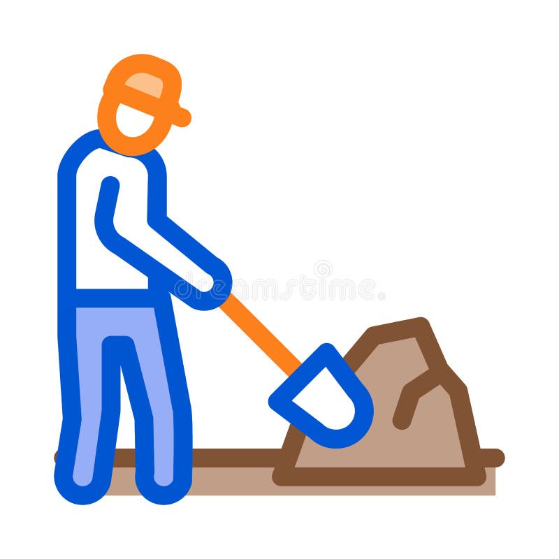 Worker Digging Icon Vector Outline Illustration Stock Vector ...