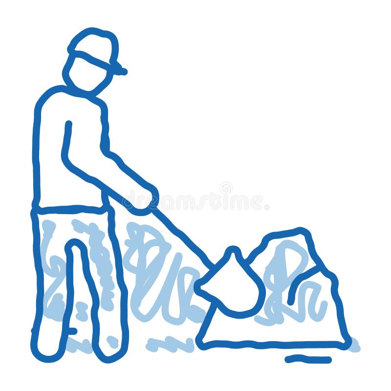 Worker Digging Doodle Icon Hand Drawn Illustration Stock Vector ...