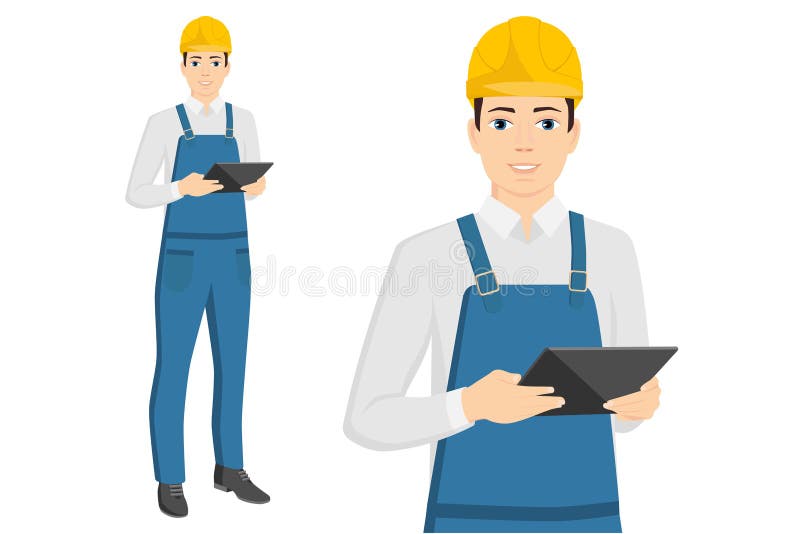 A Worker with a Digital Tablet Stock Vector - Illustration of holding ...