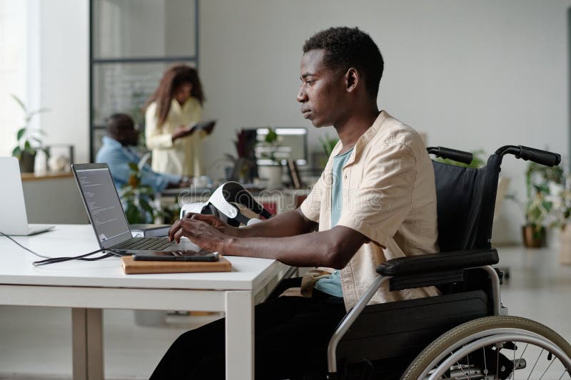 Worker with Disability Coding Stock Photo - Image of code, business ...