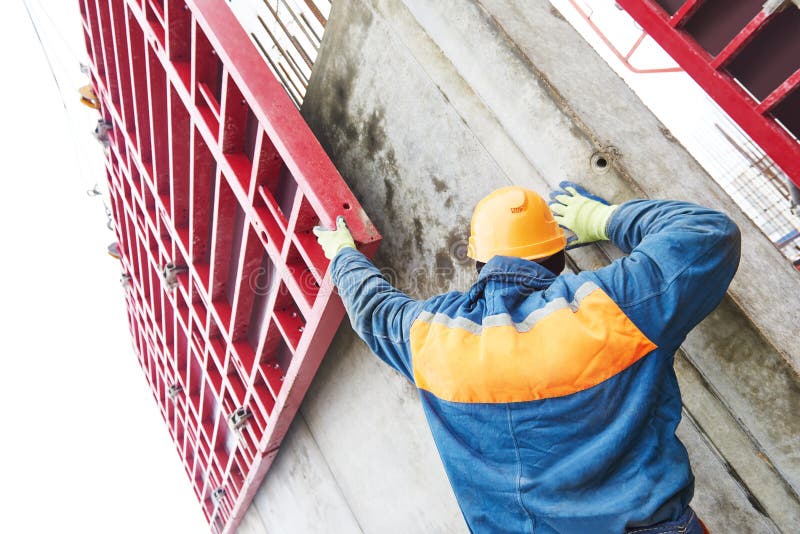 Worker Disassemble Falsework Construction Stock Image - Image of joiner ...