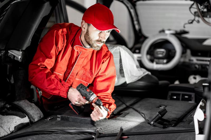 Worker Disassembling Car Interior Stock Image - Image of disassembled ...