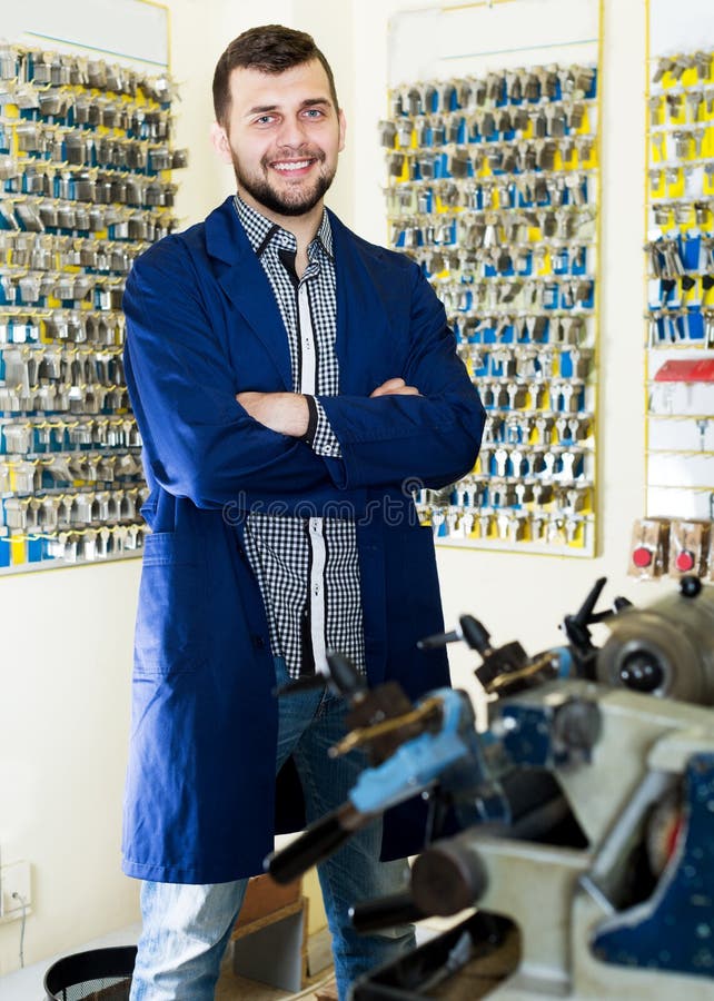 Worker Displaying His Tools for Making Keys Stock Image - Image of ...