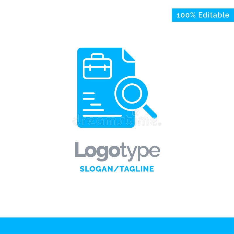 Worker, Document, Search, Jobs Blue Solid Logo Template. Place for ...