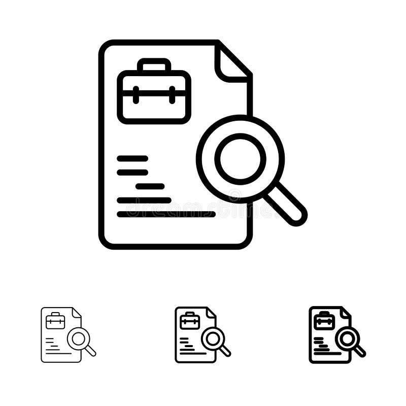Worker, Document, Search, Jobs Bold and Thin Black Line Icon Set Stock ... Worker, Document, Search, Jobs Bold and Thin Black Line Icon Set Stock ...