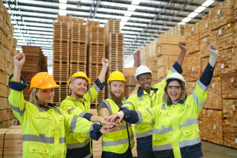 Worker Doing Hi Five As Teamwork after Finish Work Stock Image - Image ...
