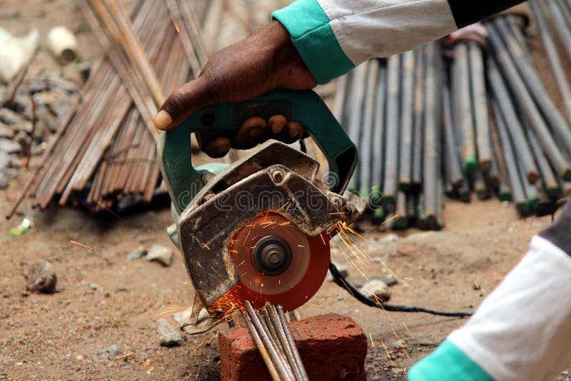 A Worker Doing Work on Construction Site Stock Image - Image of ...
