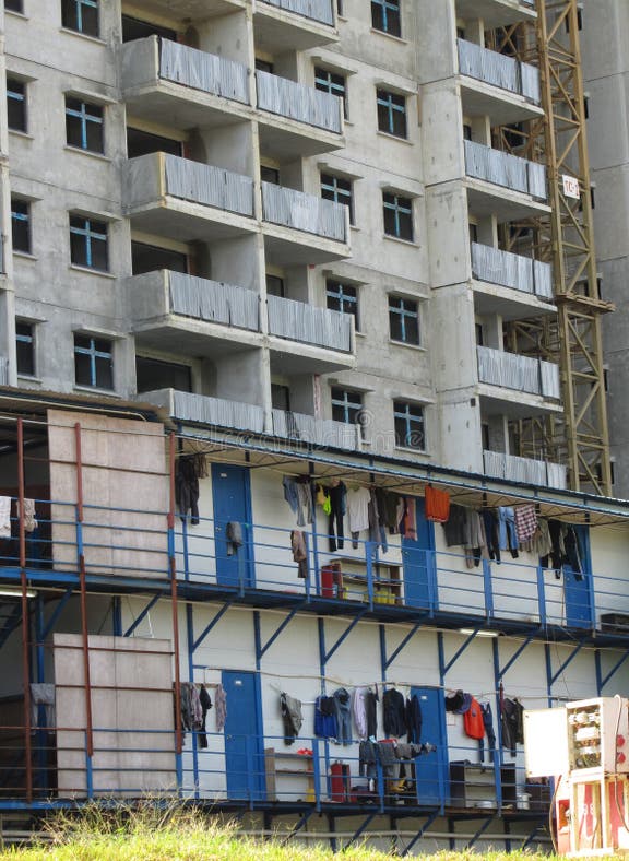 Worker Dormitory and Construction Site Stock Image - Image of city ...