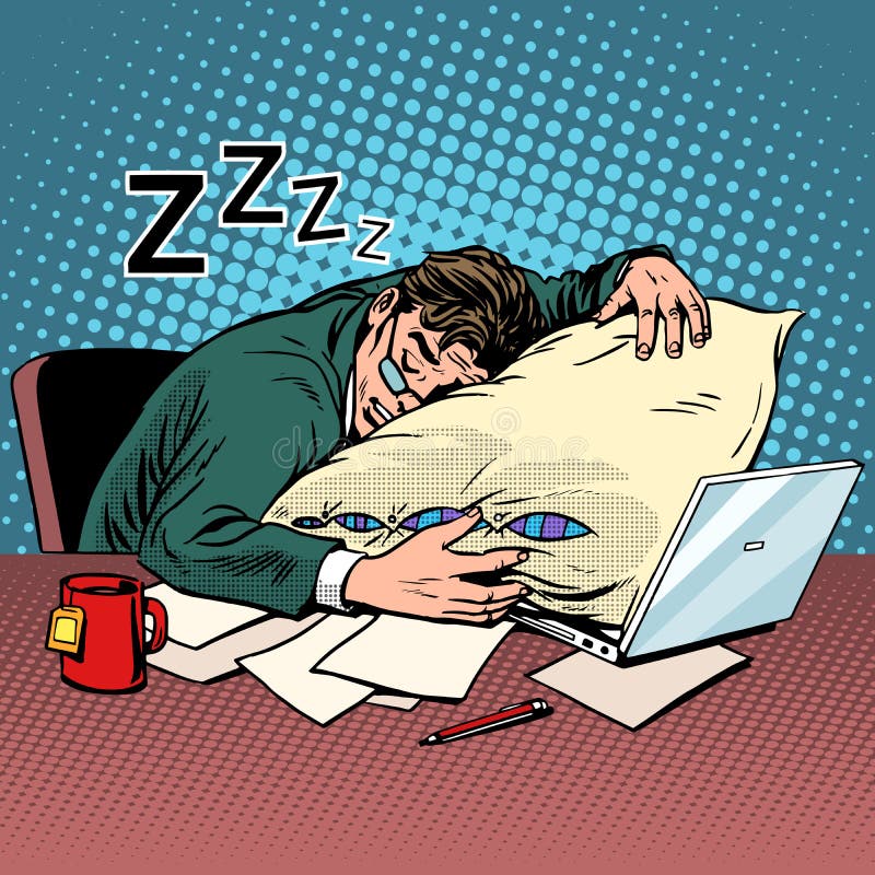 Worker Dream Workplace Fatigue Processing Stock Vector - Illustration ...