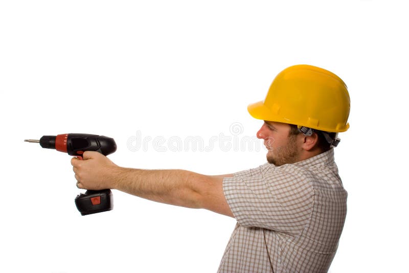 Worker with drill stock image. Image of professional, equipment - 5572317