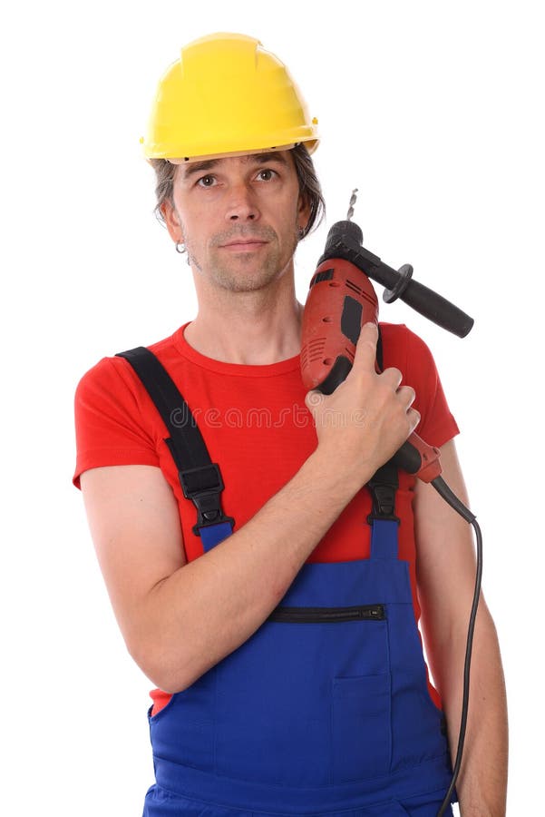 Worker with Drilling Machine Stock Image - Image of construction ...