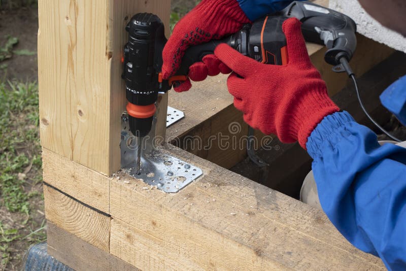 Timber frame fastening stock image. Image of home, house - 336365865