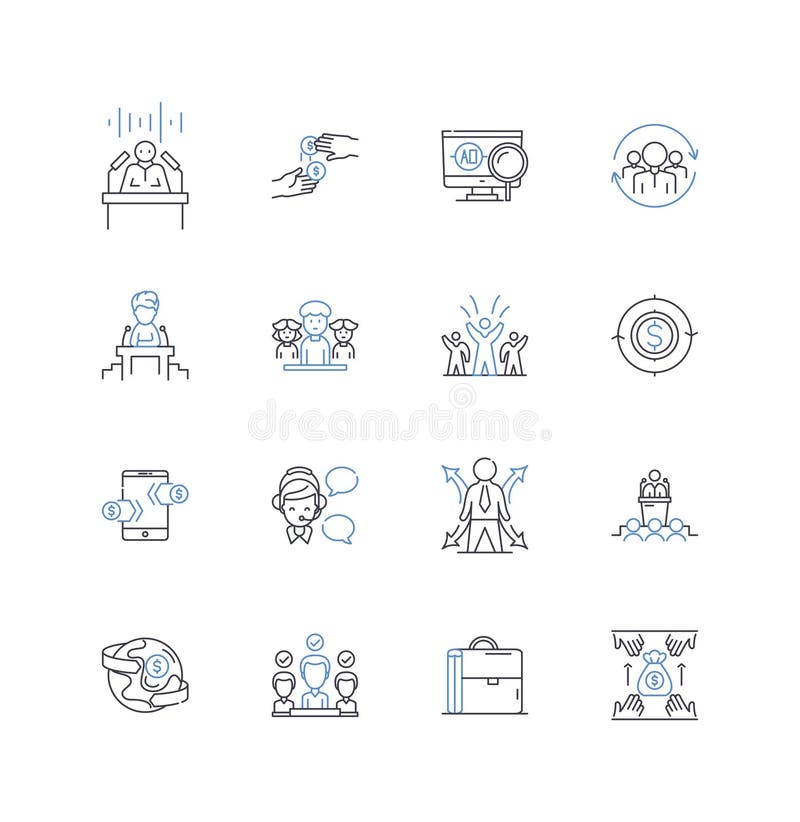 Worker Elevation Line Icons Collection. Promotion, Advancement ...