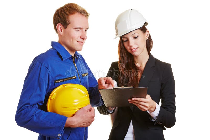 Worker and Engineer with Clipboard Stock Image - Image of order, write ...