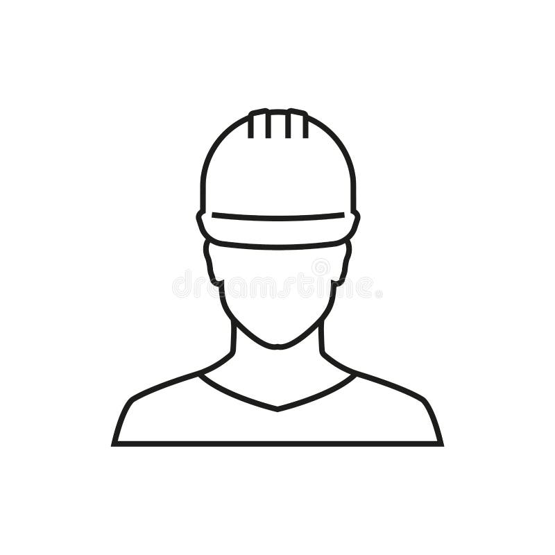 Worker or Engineer in the Helmet Outline Icon. Vector Illustration ...