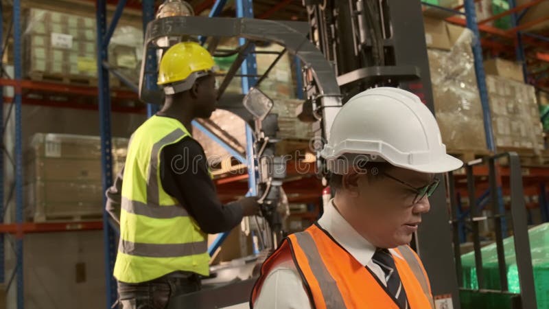 Worker or Engineer Working in the Warehouse Factory Stock Footage ...