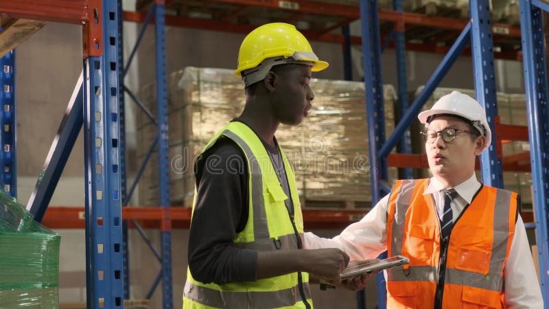 Worker or Engineer Working in the Warehouse Factory Stock Footage ...
