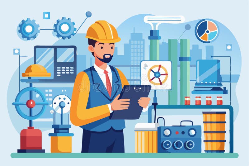 A Worker Examines Operational Control Systems and Monitors Processes at ...