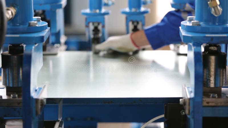 Worker in Extrusion Workshop Making a Hole in the Stock Footage - Video ...