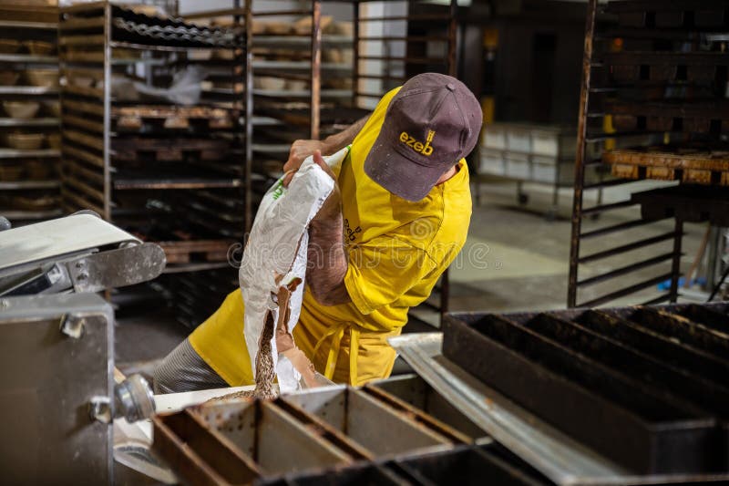 Worker in Ezeb Bakery while Putting the Ingredients To Get To Work and ...
