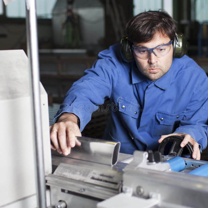 Worker Operating Guillotine Shears Stock Image - Image of equipment ...