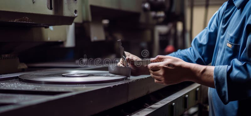 Worker at Factory Holding a Metal Plate, Man Working on a Machine ...
