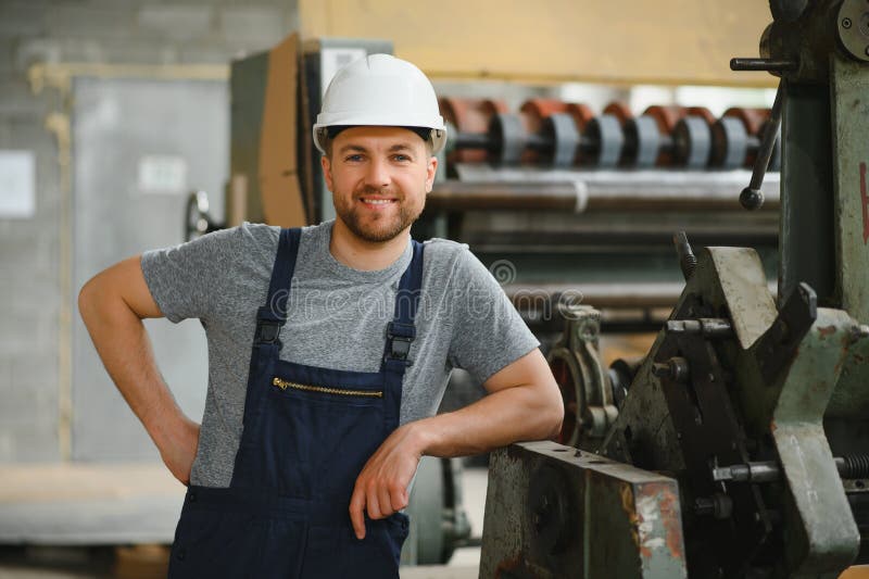Worker in Factory on the Machine Stock Image - Image of organization ...