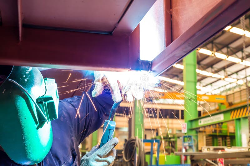 Worker at the Factory Welding Stock Image - Image of mask, skill: 68871455